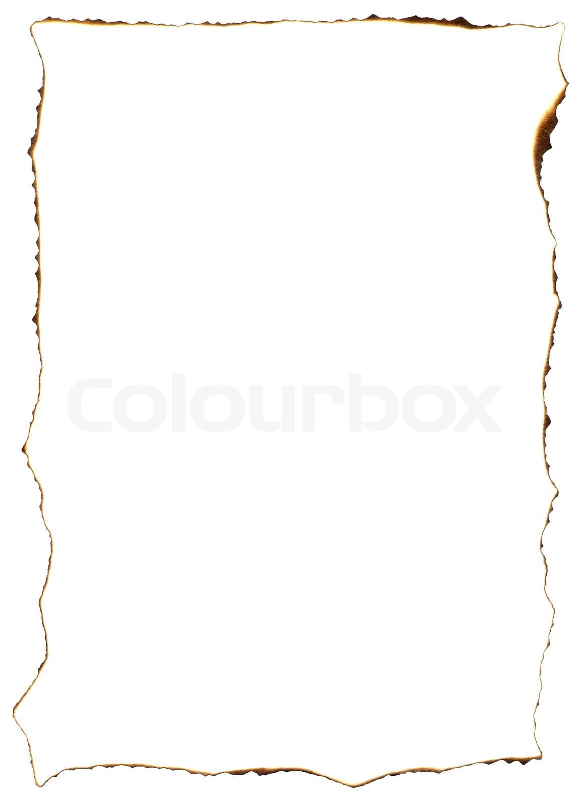 Frame of burnt edges on old paper sheet | Stock image | Colourbox