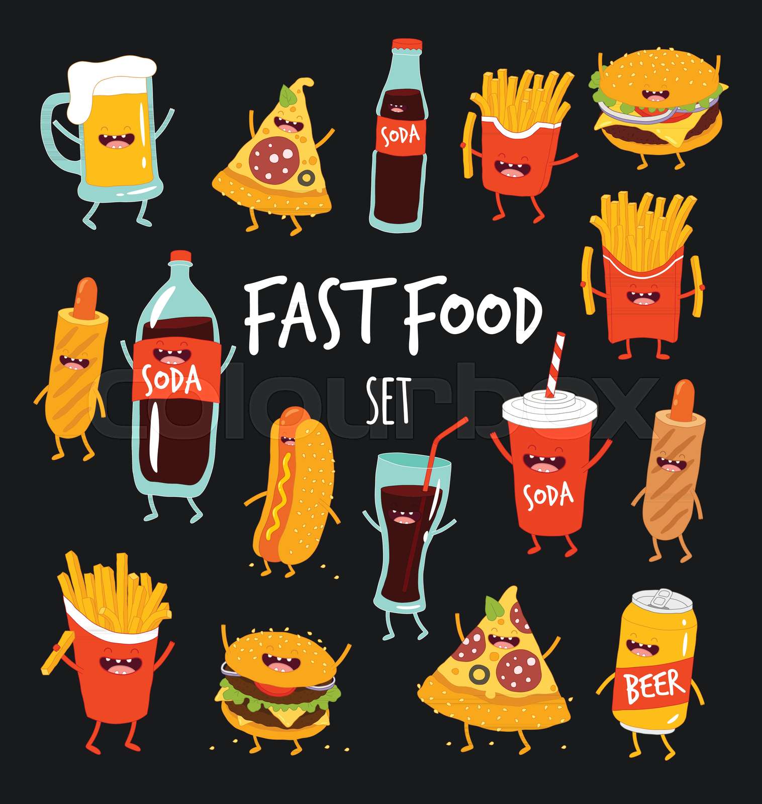 Animated fast food set | Stock vector | Colourbox