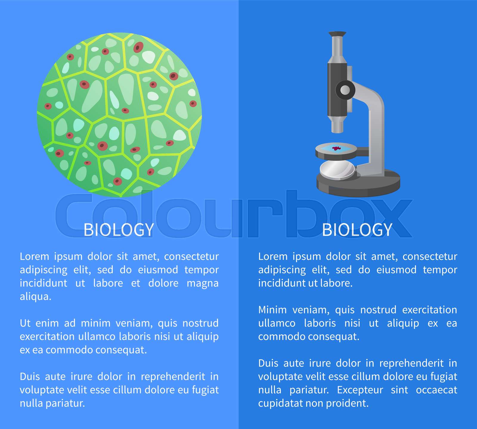 Biology Poster with Cell, Microscope Device Vector | Stock vector ...
