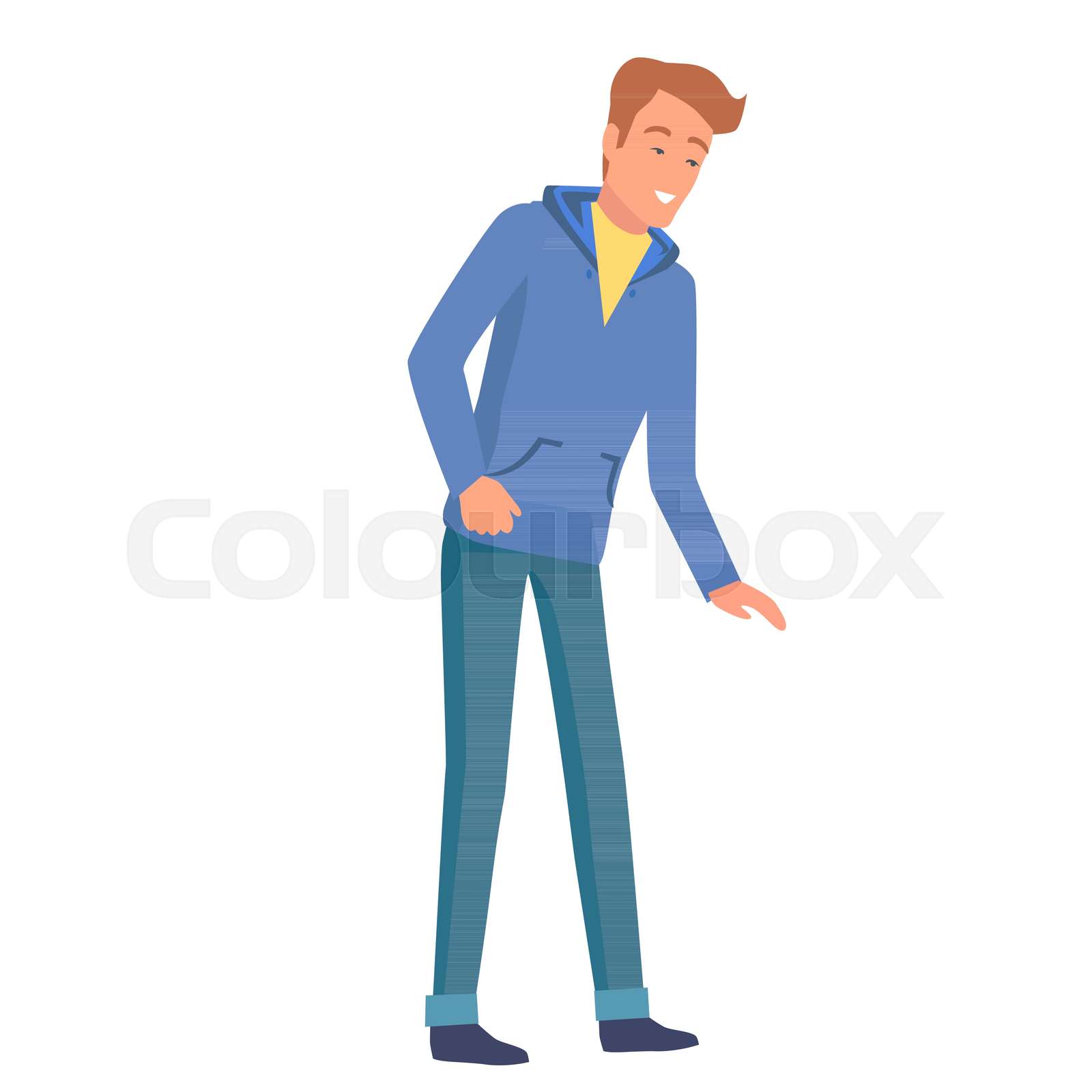 Cartoon Man in Hoodie Leans Forward Illustration | Stock vector | Colourbox