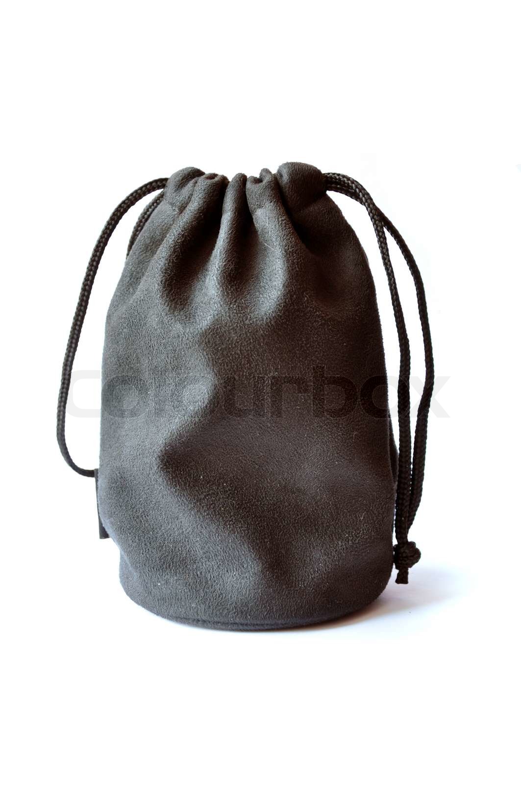 small black leather empty open bag case | Stock image | Colourbox