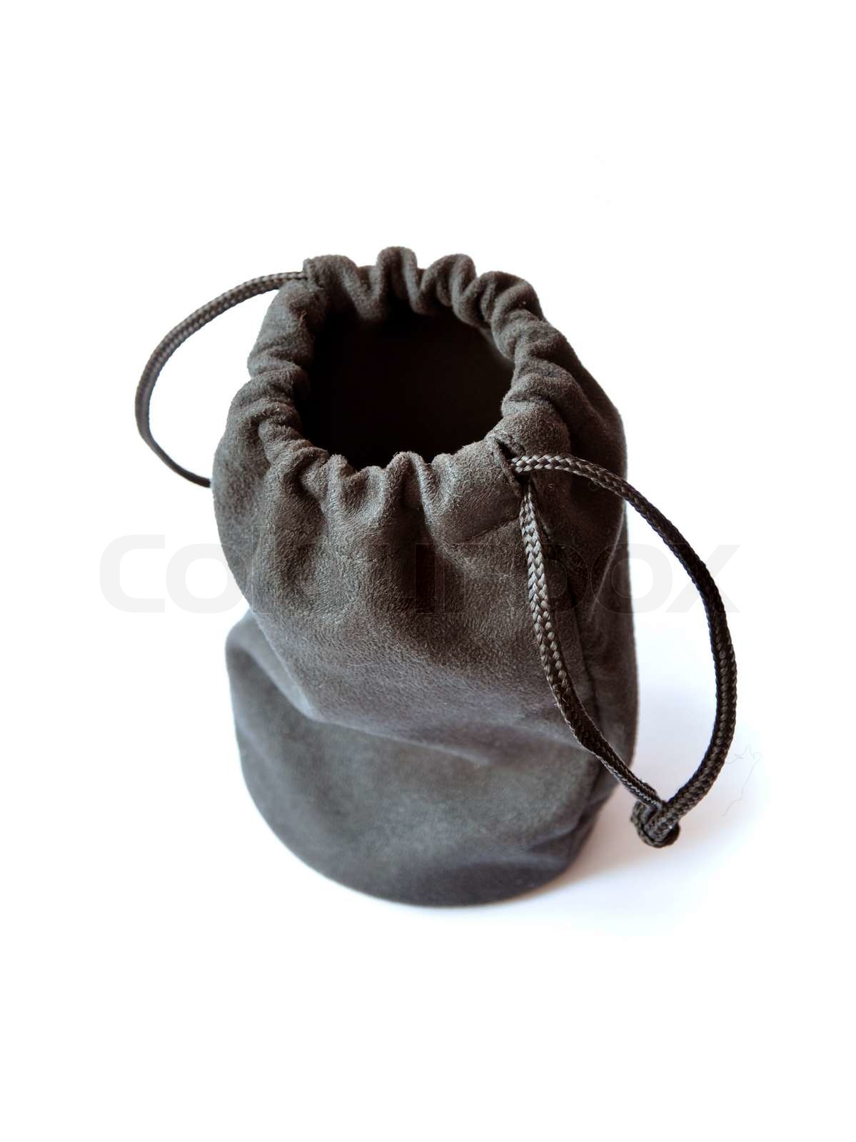 small black leather empty open bag case | Stock image | Colourbox