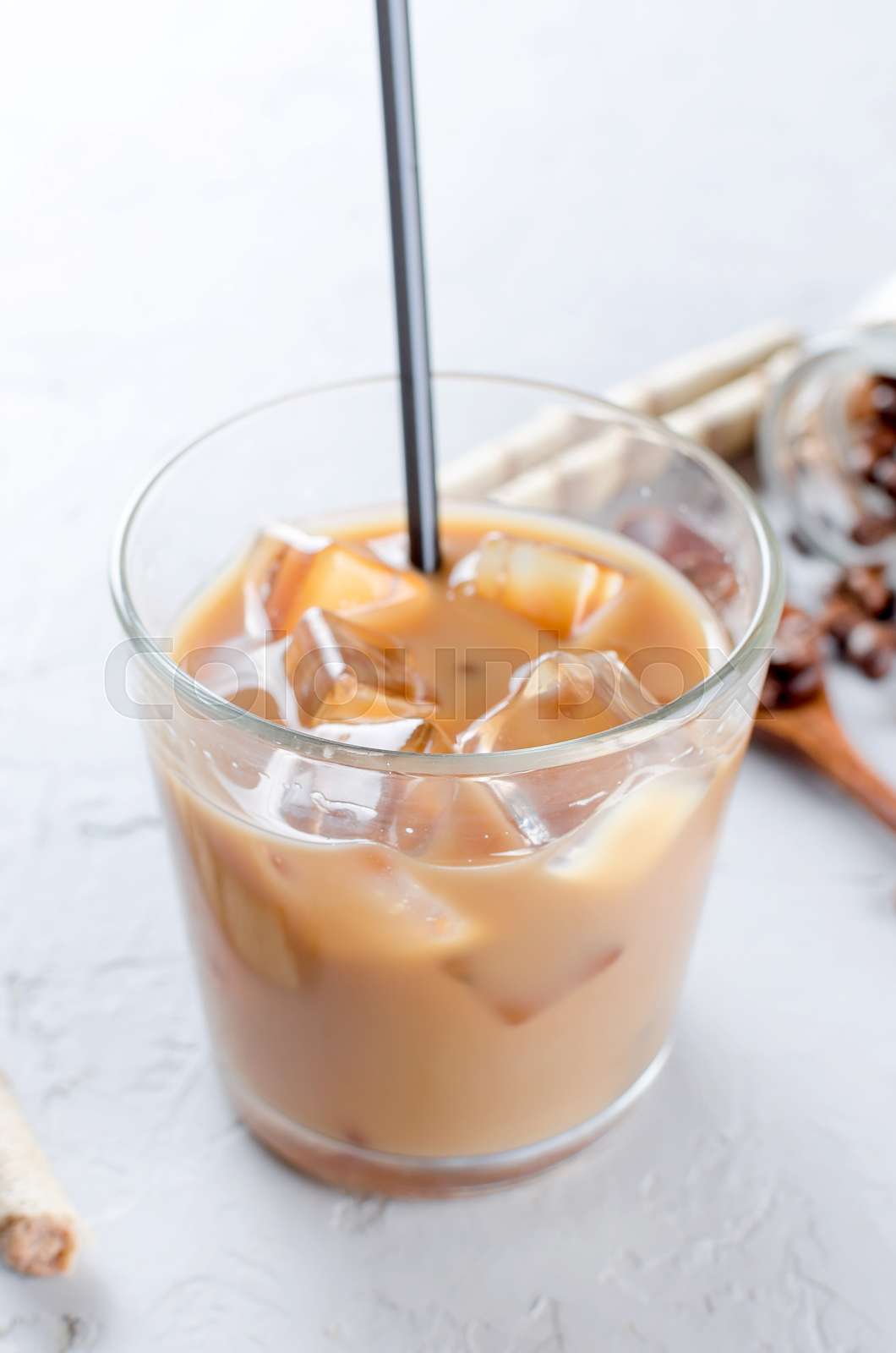 Iced coffee in glass with ice | Stock image | Colourbox