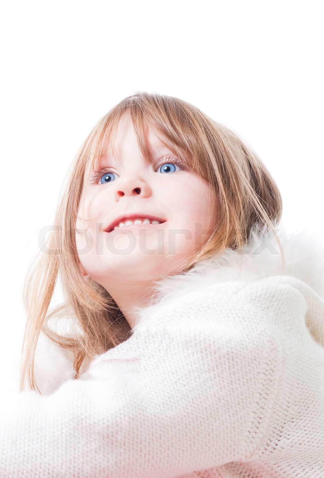 Portrait of little with blue eyes girl smile | Stock image | Colourbox