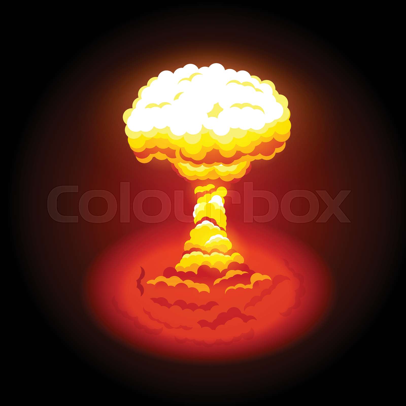Vector illustration of bright nuclear explosion. Symbol of ...