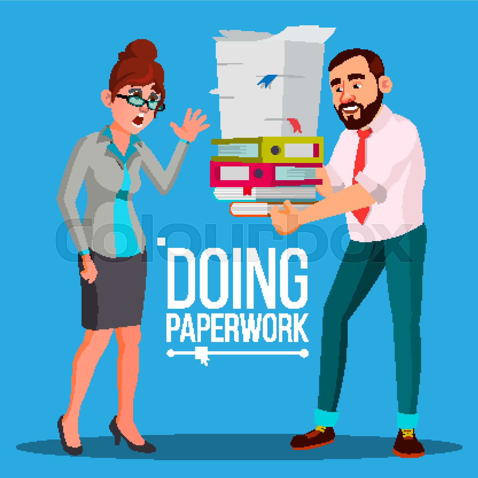 Business Woman Doing Paperwork Vector. Office Worker. Work With ...