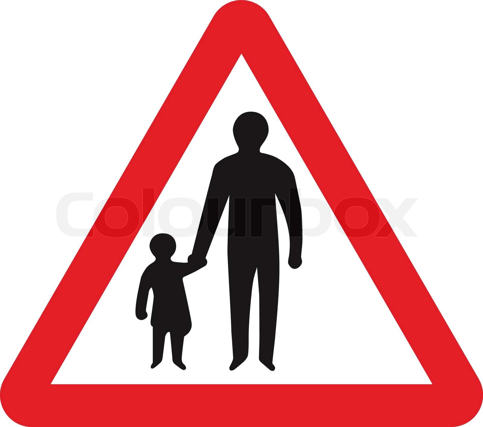 Pedestrians in road ahead sign | Stock vector | Colourbox