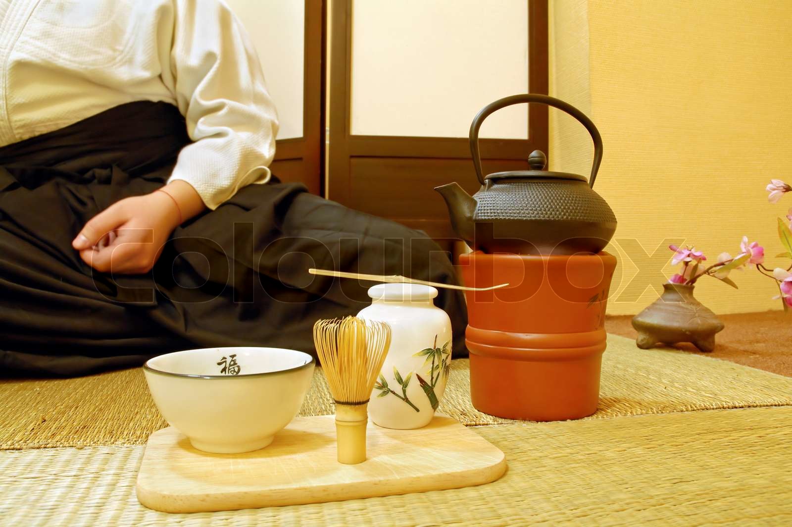 Tools used for Japanese tea ceremony chado A brush made of bamboo and a ...