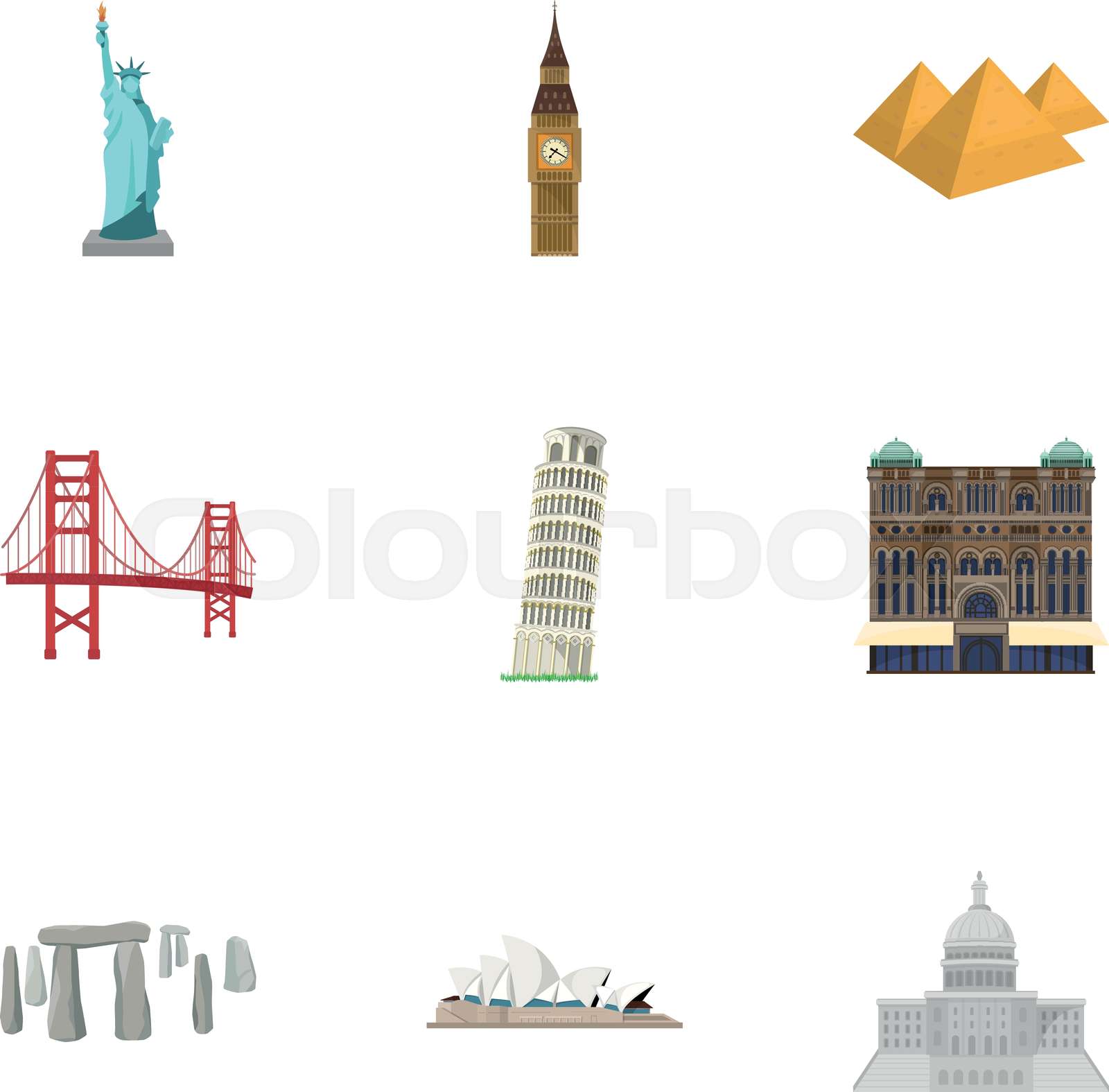 Sights of the countries of the world. Famous buildings and monuments of ...