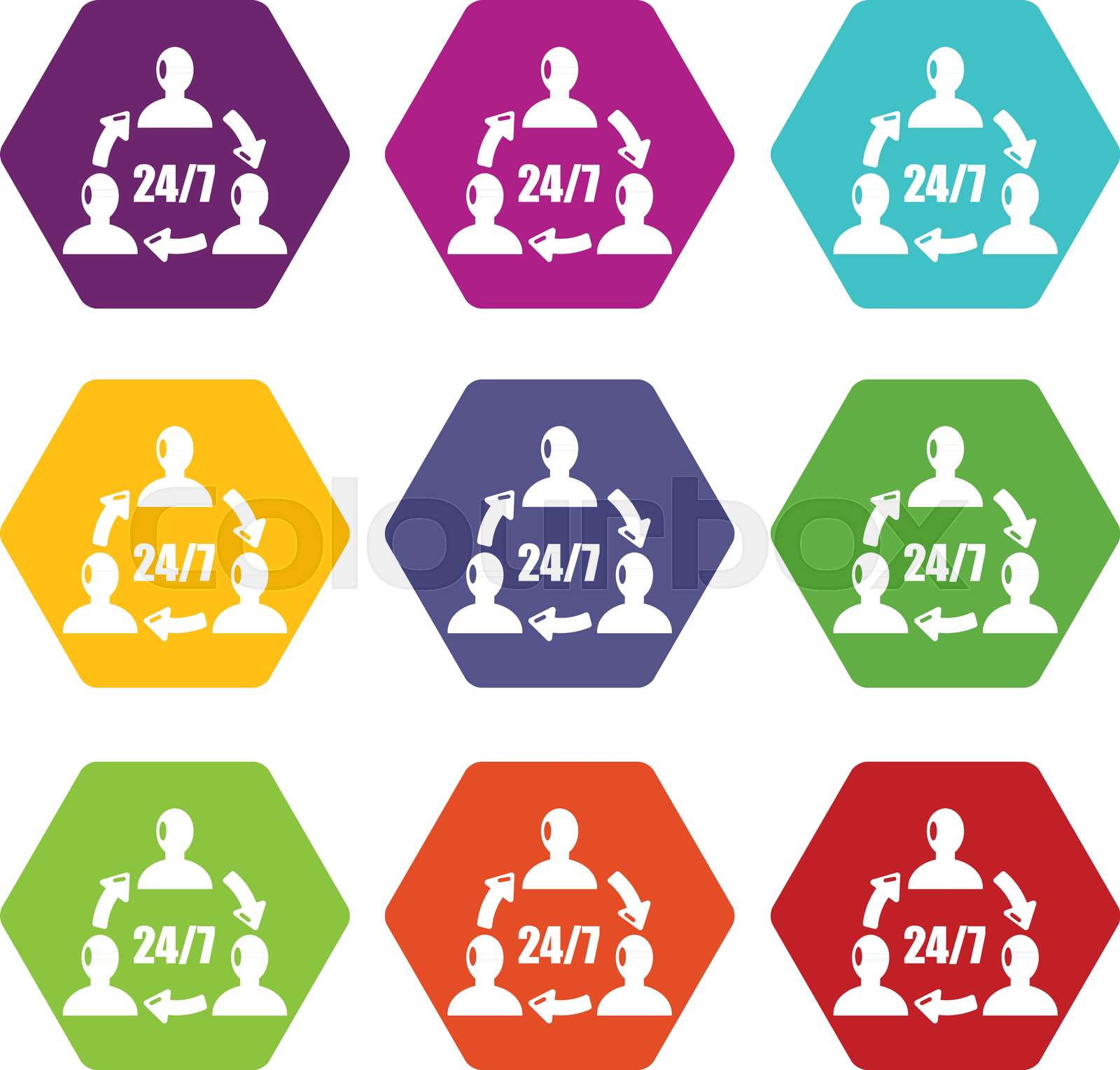 Support 24 7 icons set 9 vector | Stock vector | Colourbox