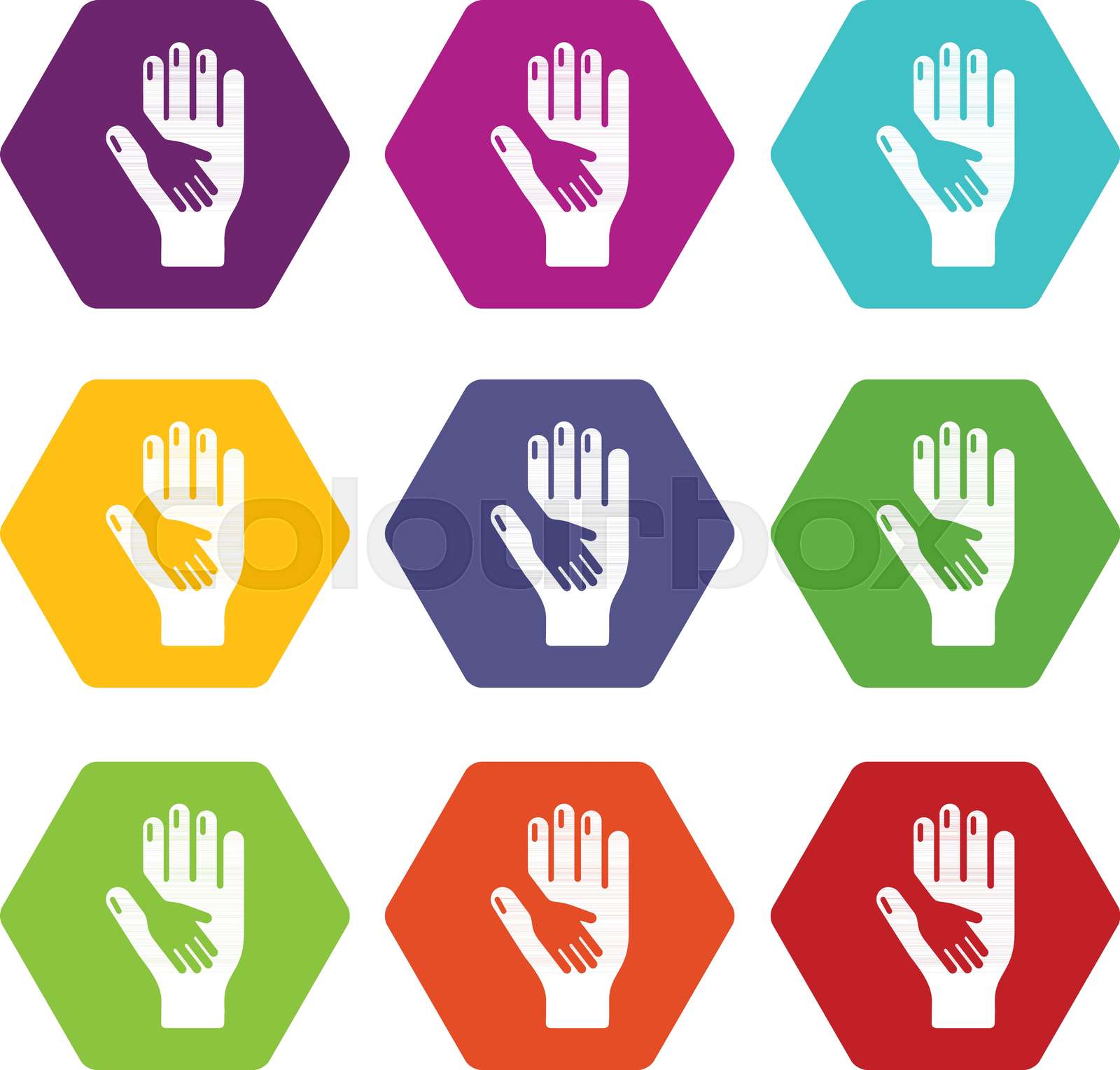 Caring hand icons set 9 vector | Stock vector | Colourbox