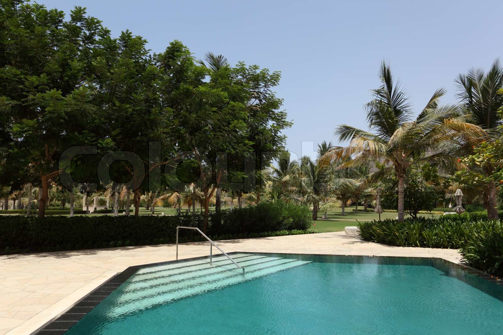 Swimming pool in a tropical resort, Muscat Oman | Stock image | Colourbox