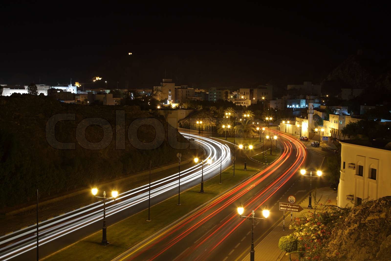 The old town of Muscat at night, Sultanate of Oman | Stock image ...