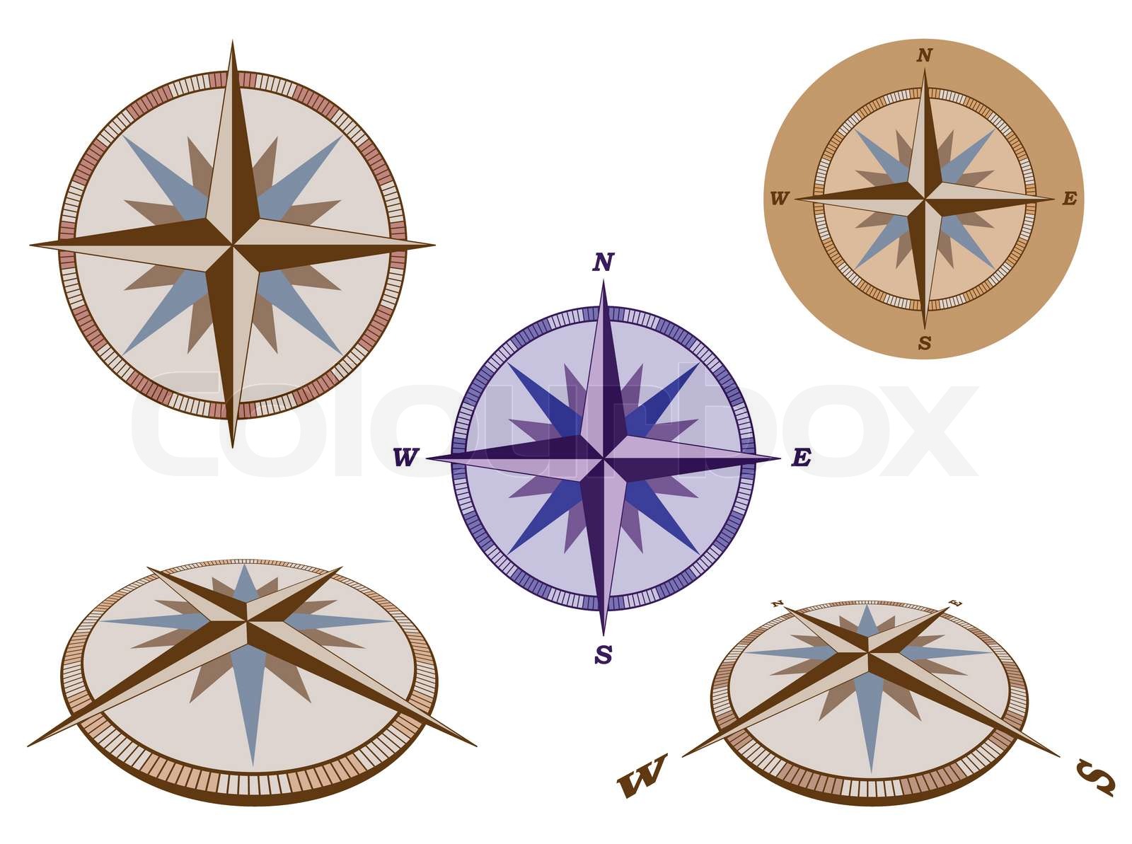 set of retro compasses vector illustration | Stock vector | Colourbox