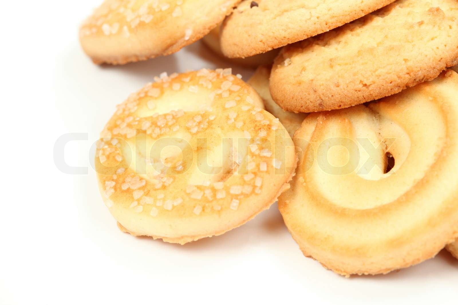 Closeup von Cookies auf weißem Hintergrund | Stock Bild | Colourbox
