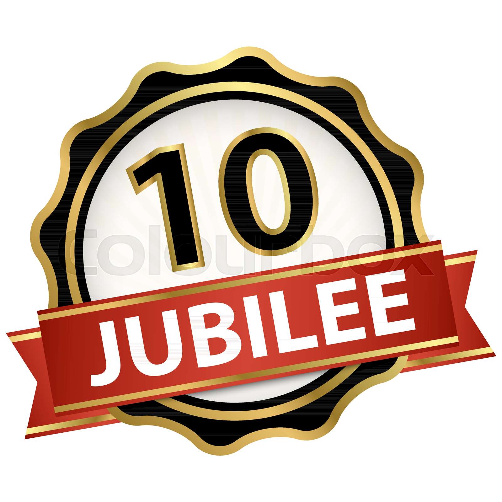Jubilee button with banner 10 years | Stock vector | Colourbox