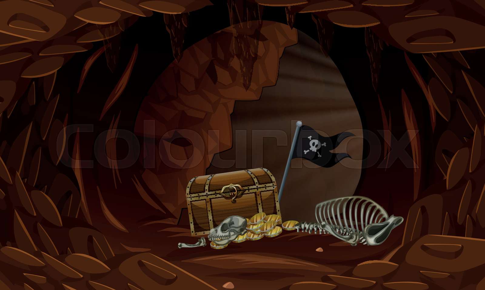 A treasure in the dark cave | Stock vector | Colourbox