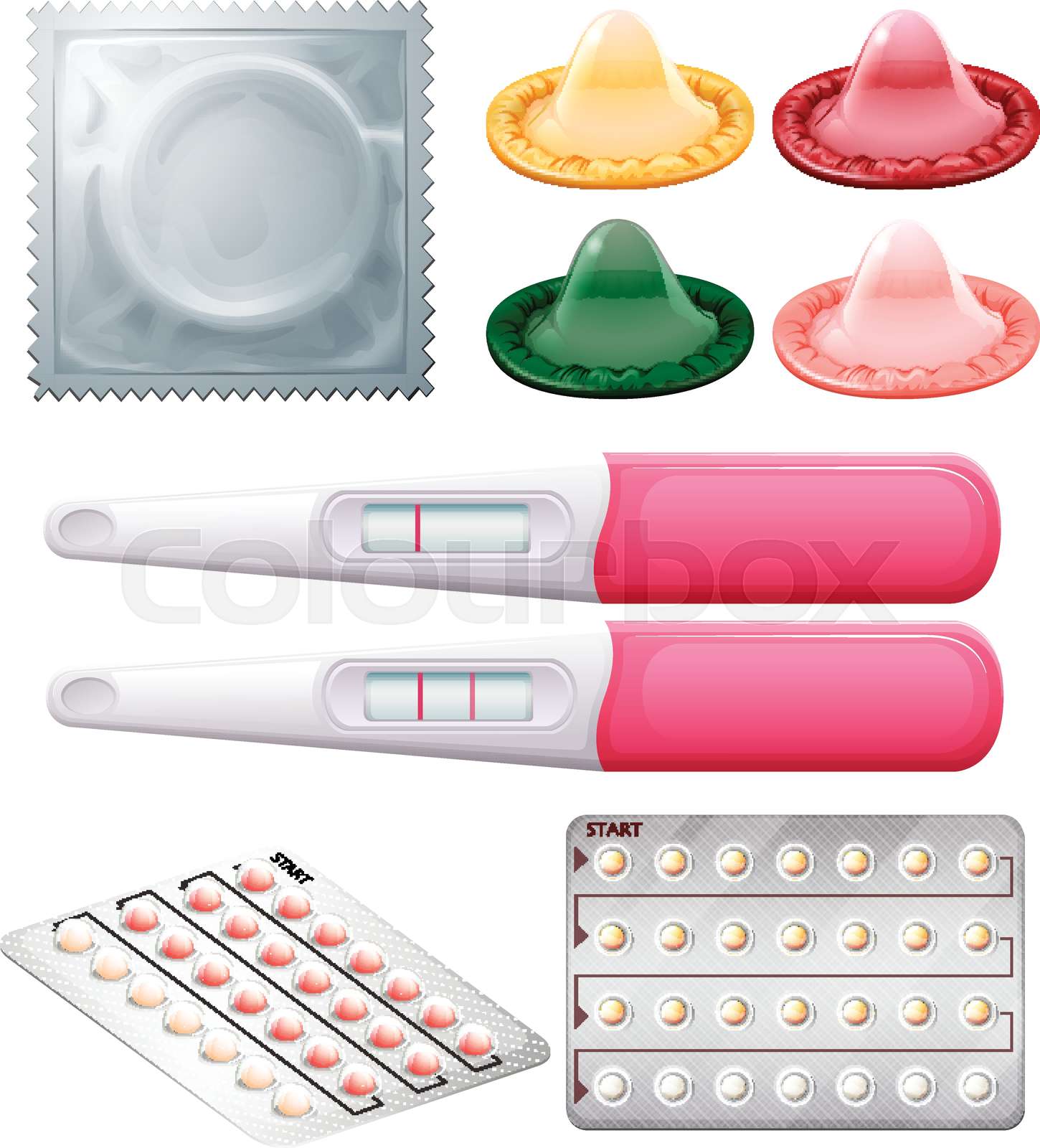 A set of birth control objects | Stock vector | Colourbox