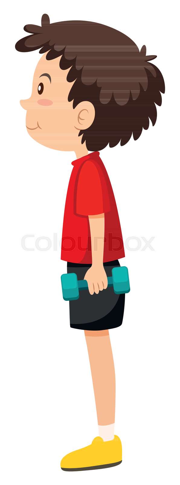 A boy and weight training exercises | Stock vector | Colourbox