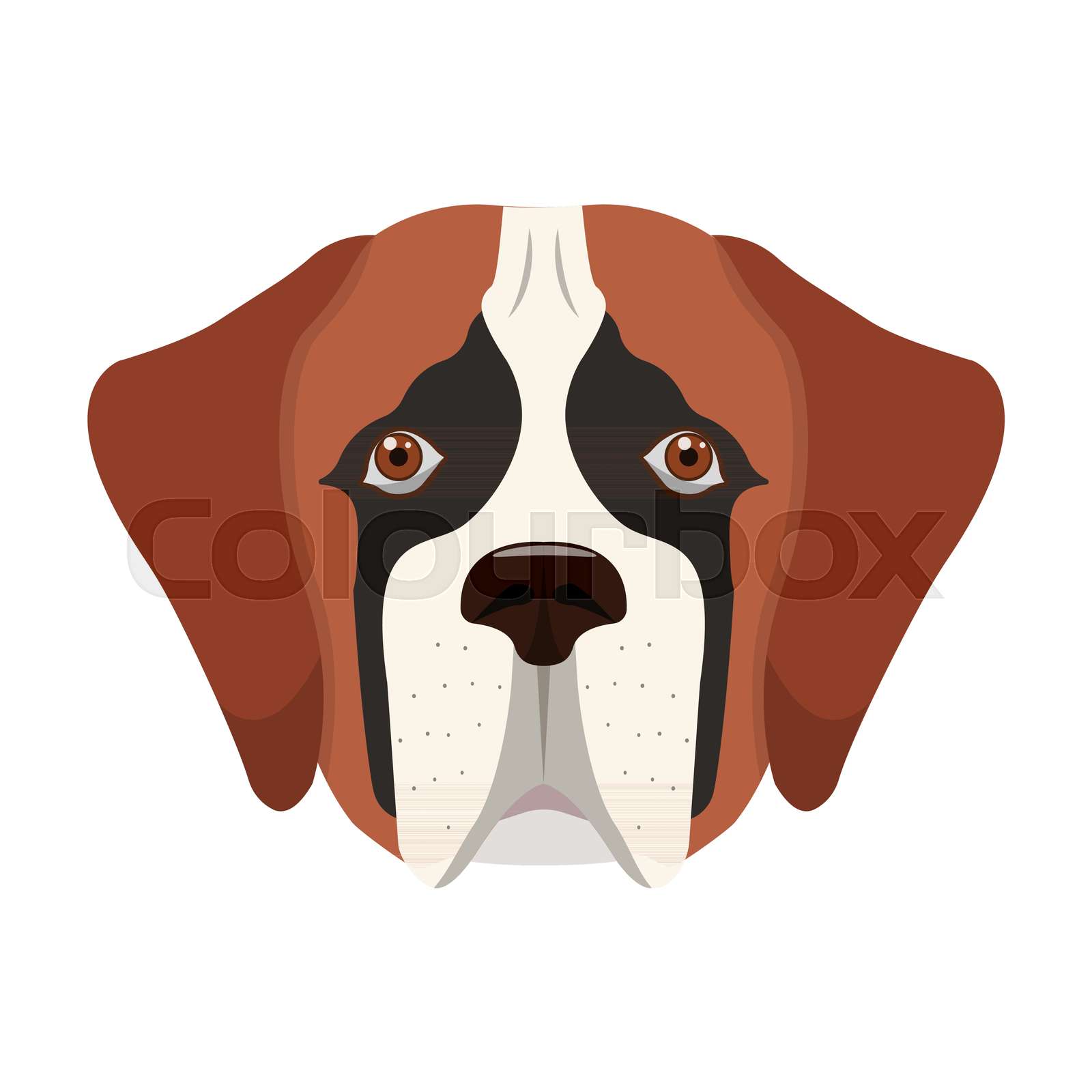 Breed of a dog, St. Bernard.Muzzle of St. Bernard single icon in ...