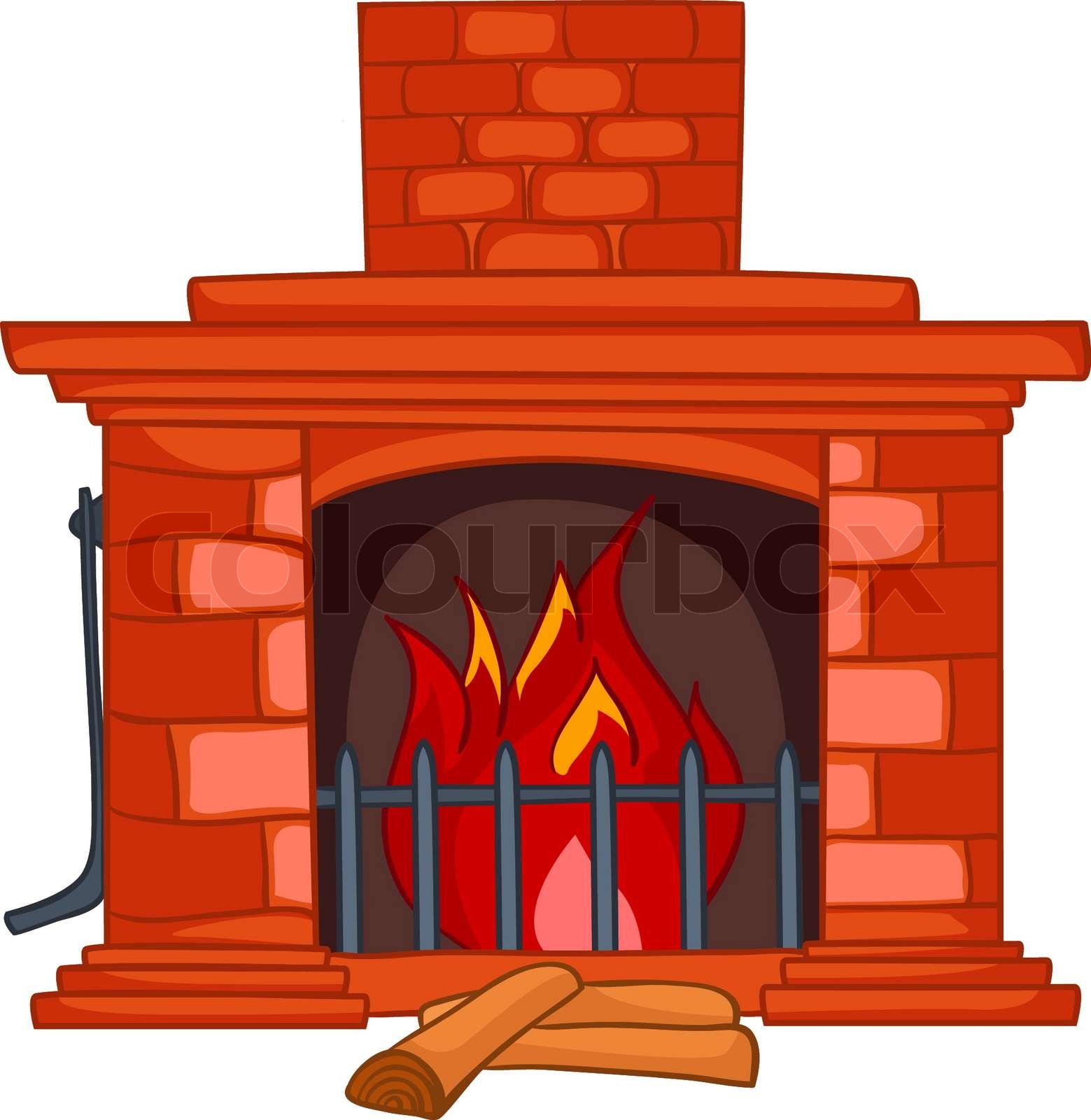 Cartoon Home Fireplace Isolated on White Background | Stock vector ...