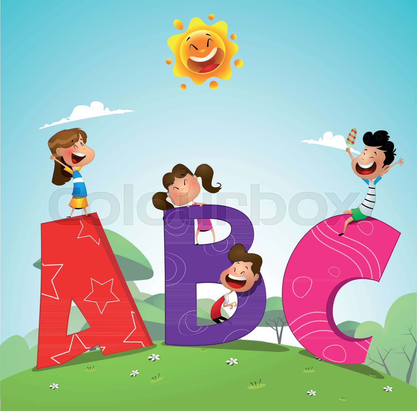 Cartoon kids with ABC letters | Stock vector | Colourbox
