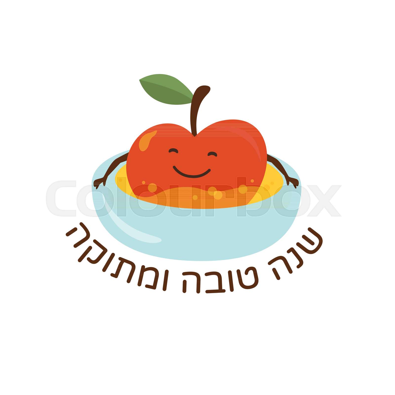 Rosh Hashanah Apples And Honey Cartoon