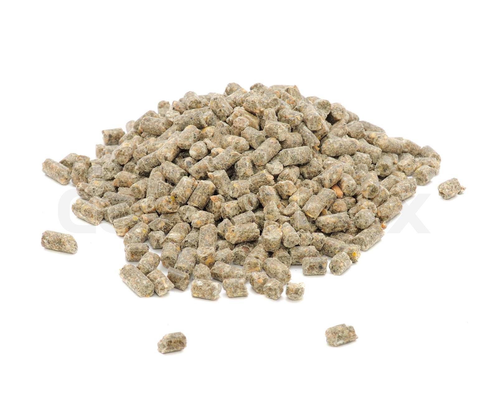 Pelleted Compound Feed for Cattle Isolated on White Background | Stock ...