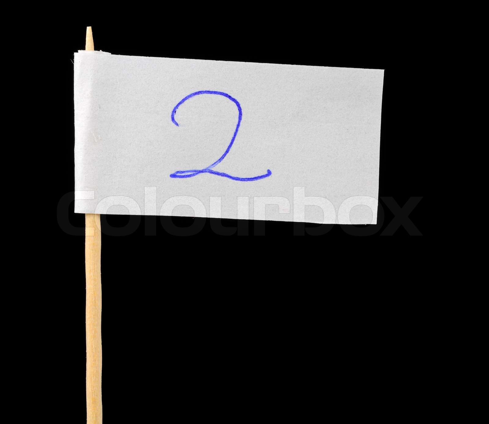 Handwritten Number Two on Paper Flag on Black Background | Stock image ...