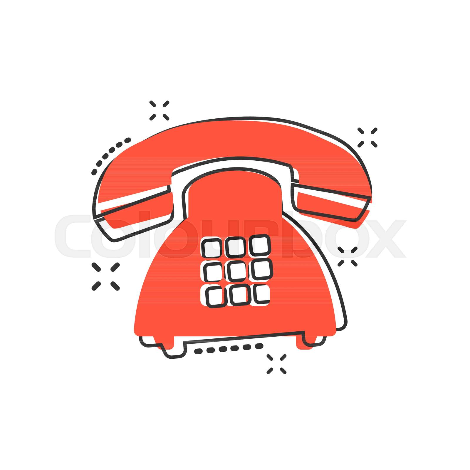 Vector cartoon phone icon in comic style. Telephone sign illustration ...
