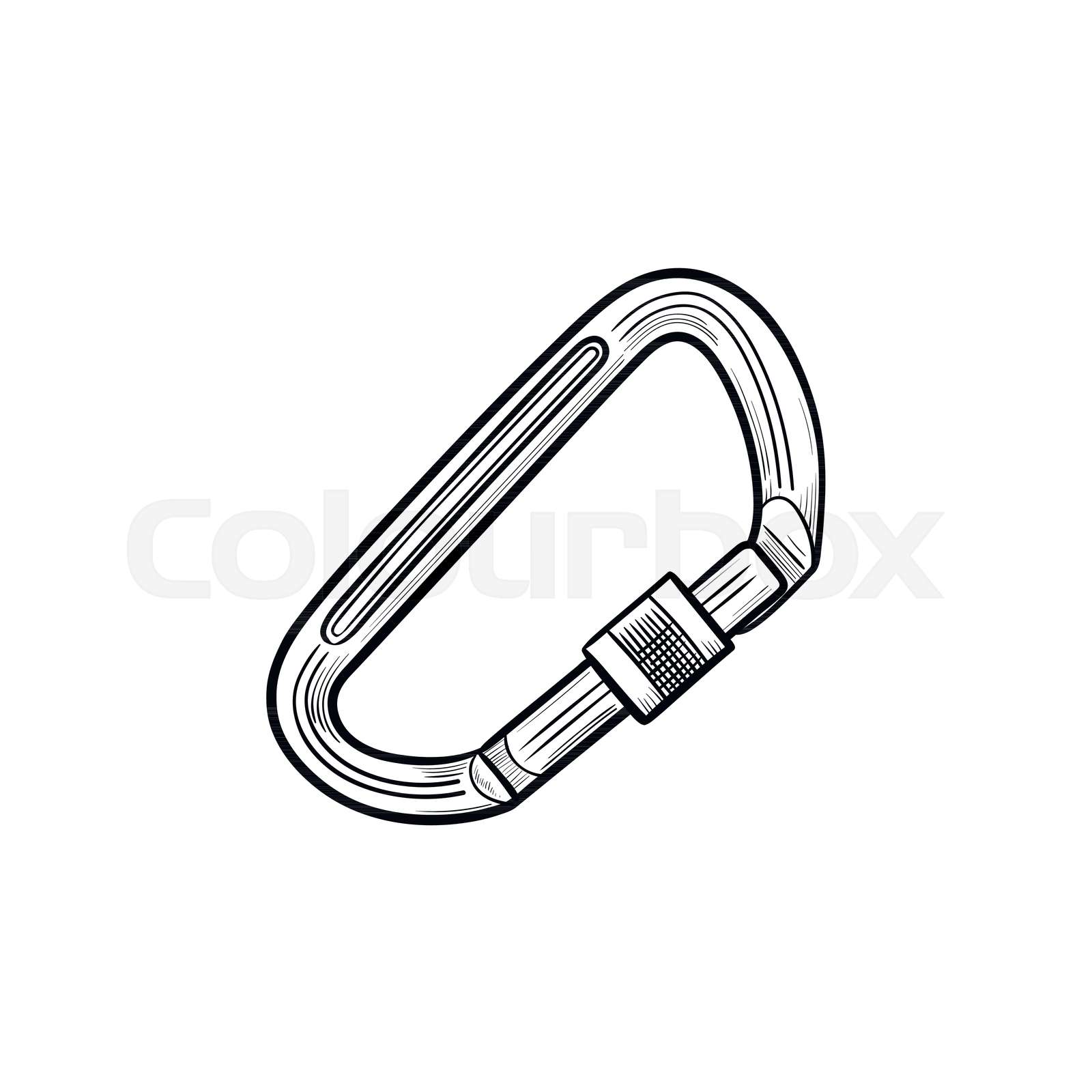 Climbing carabiner hand drawn outline doodle icon. | Stock vector ...