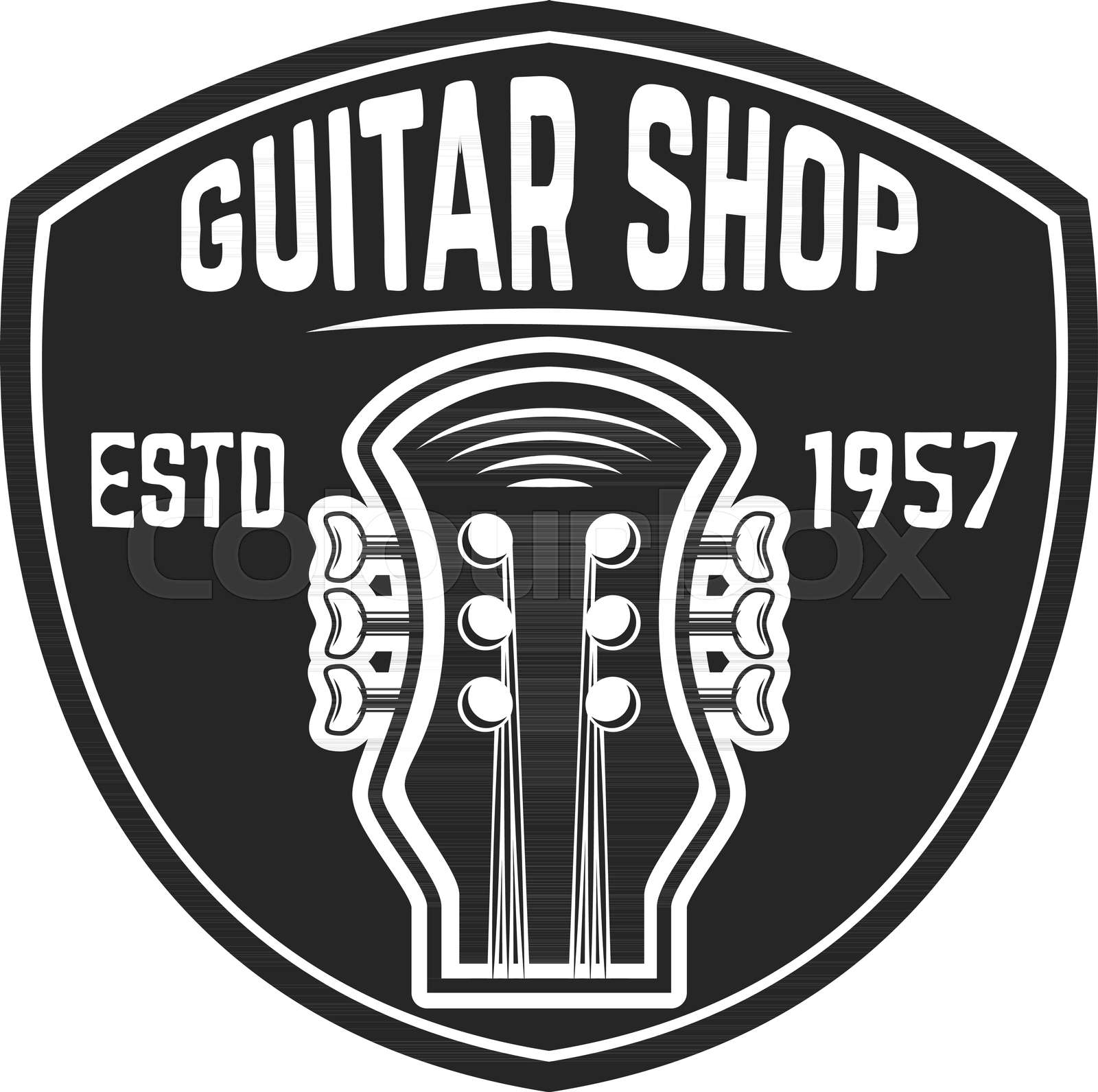 Guitar shop emblem template. Design element for sign, badge, t shirt ...