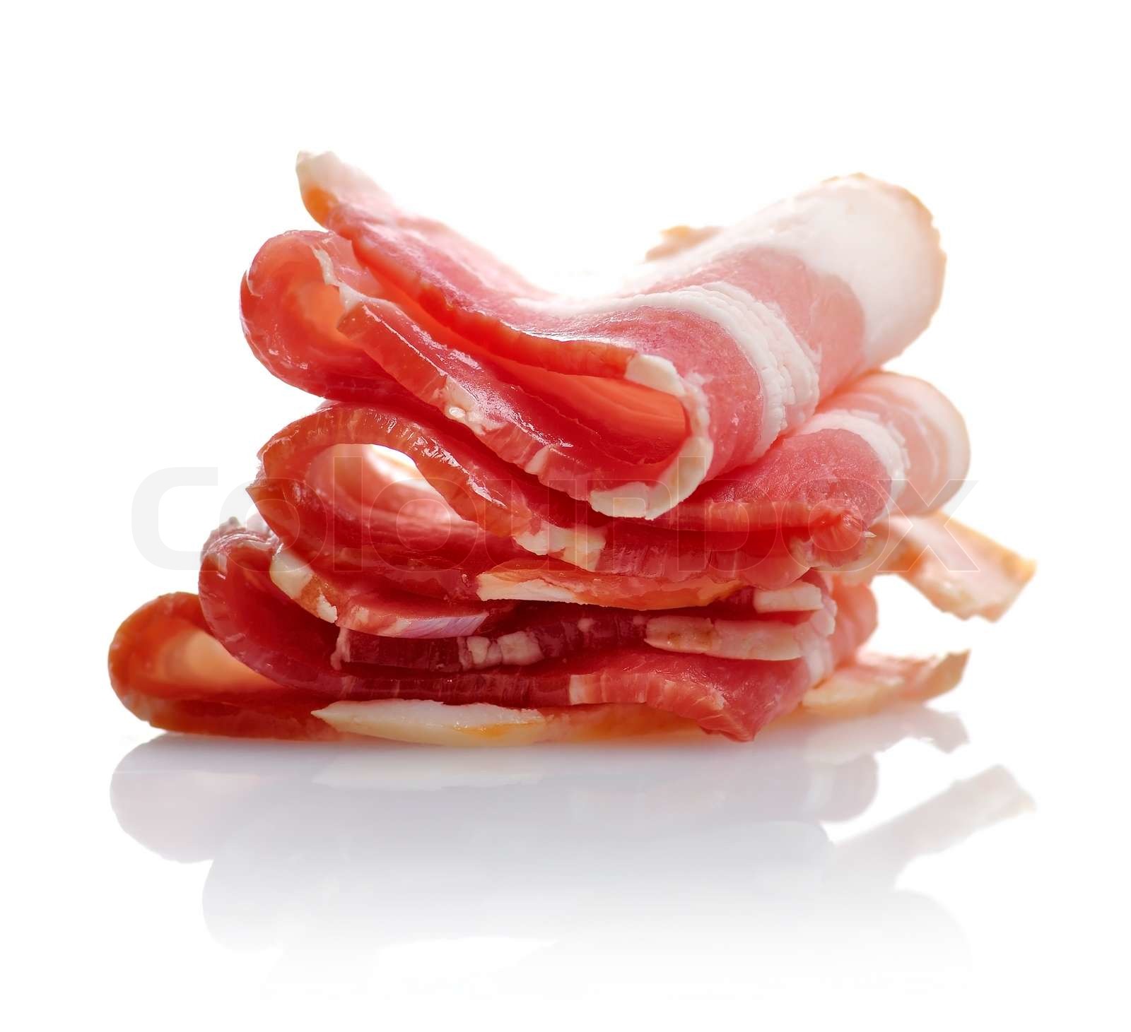 Bacon Slices On White Background | Stock image | Colourbox