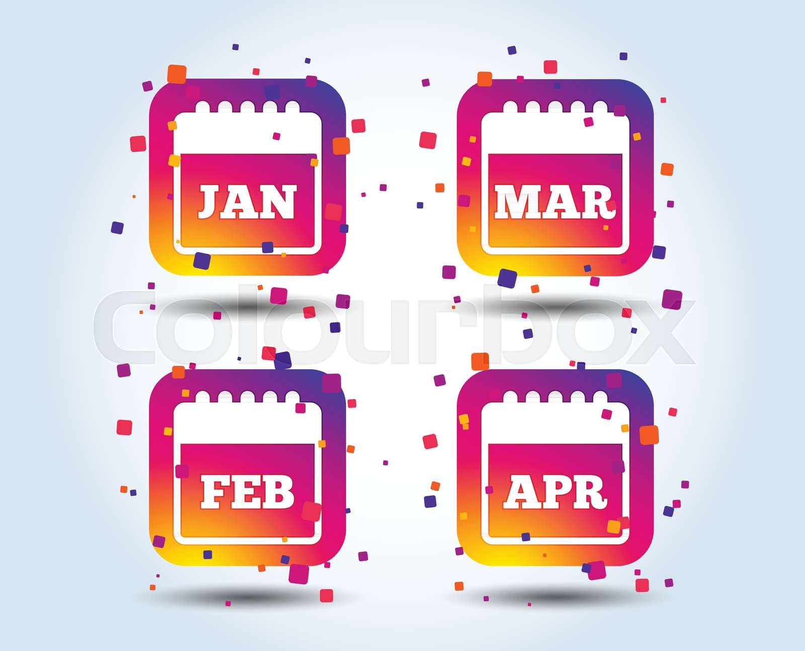 Calendar. January, February, March and April. | Stock vector | Colourbox