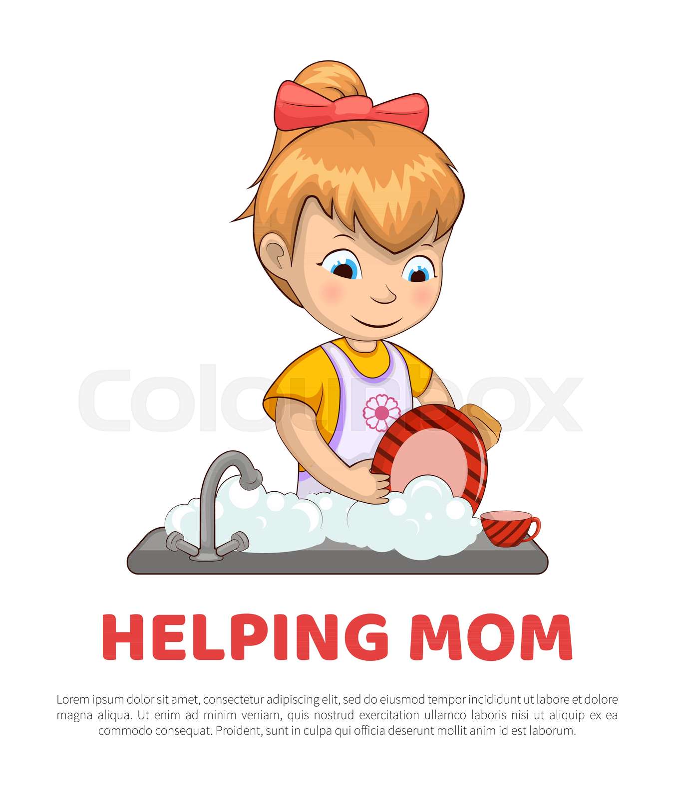 Helping Mom Poster and Text Vector Illustration | Stock vector | Colourbox