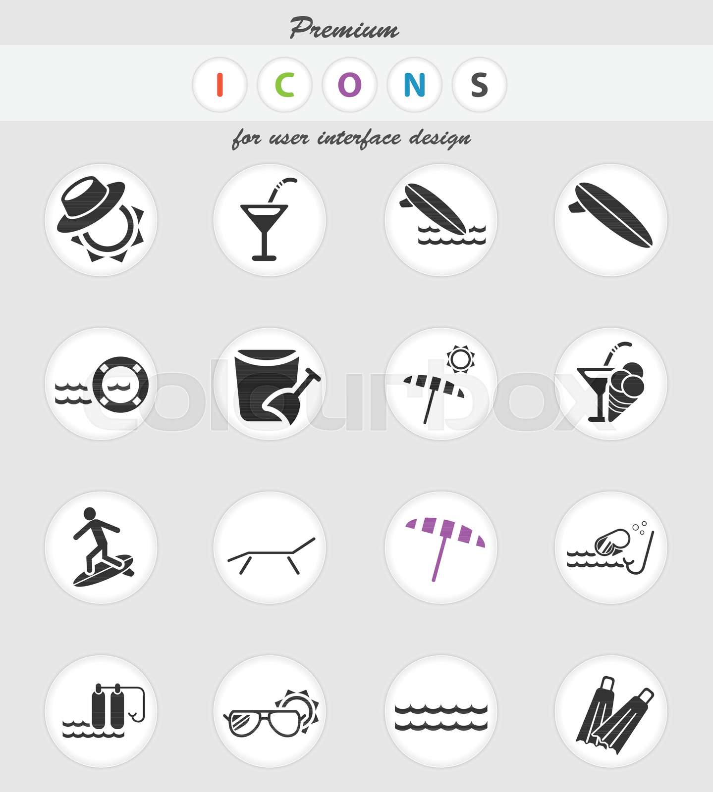beach icon set | Stock vector | Colourbox
