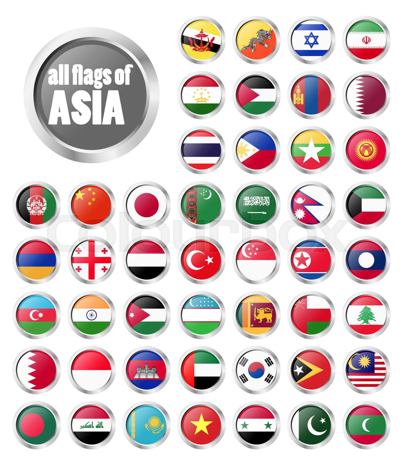 all country flags of Asia | Stock vector | Colourbox