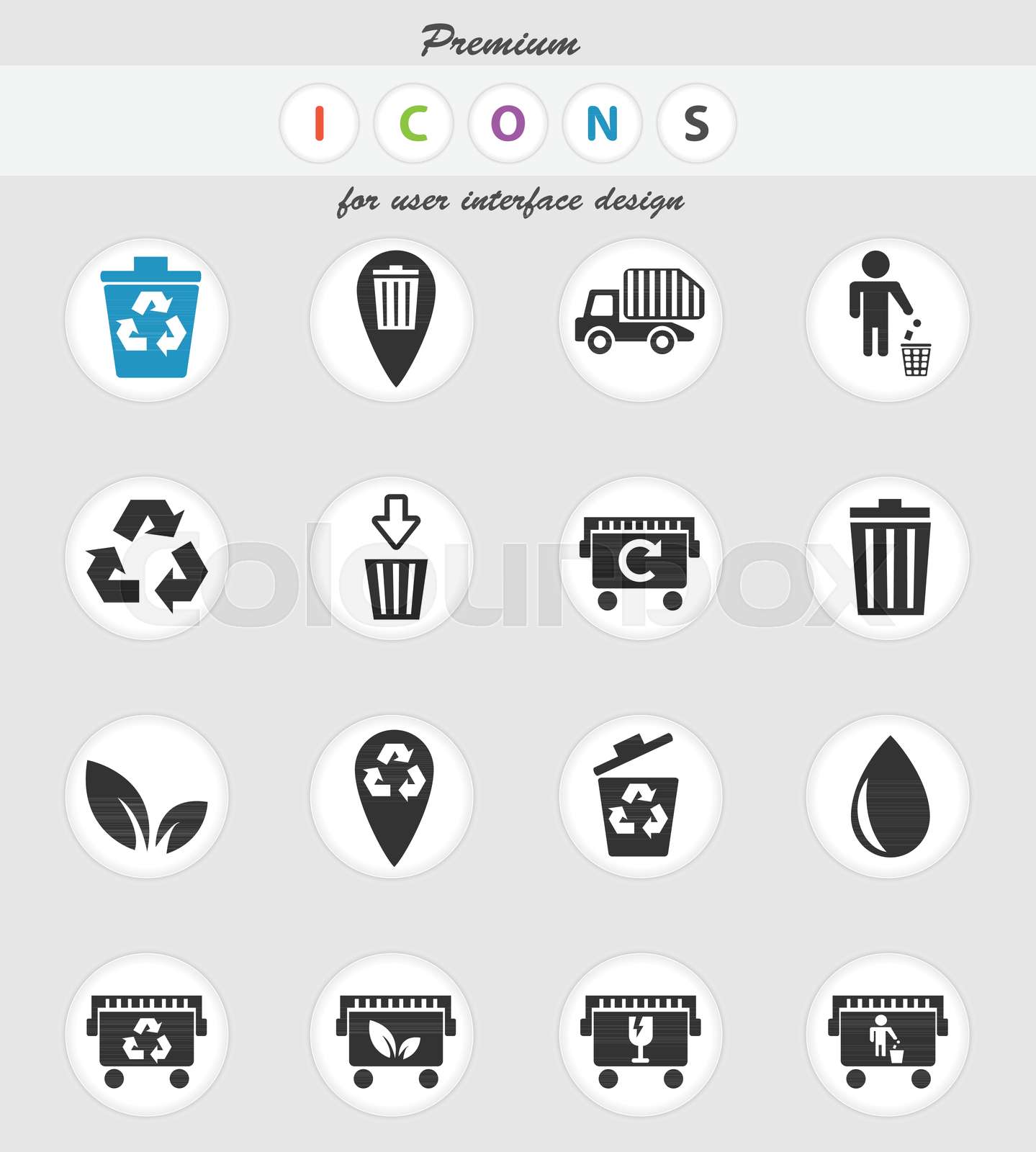 garbage icon set | Stock vector | Colourbox