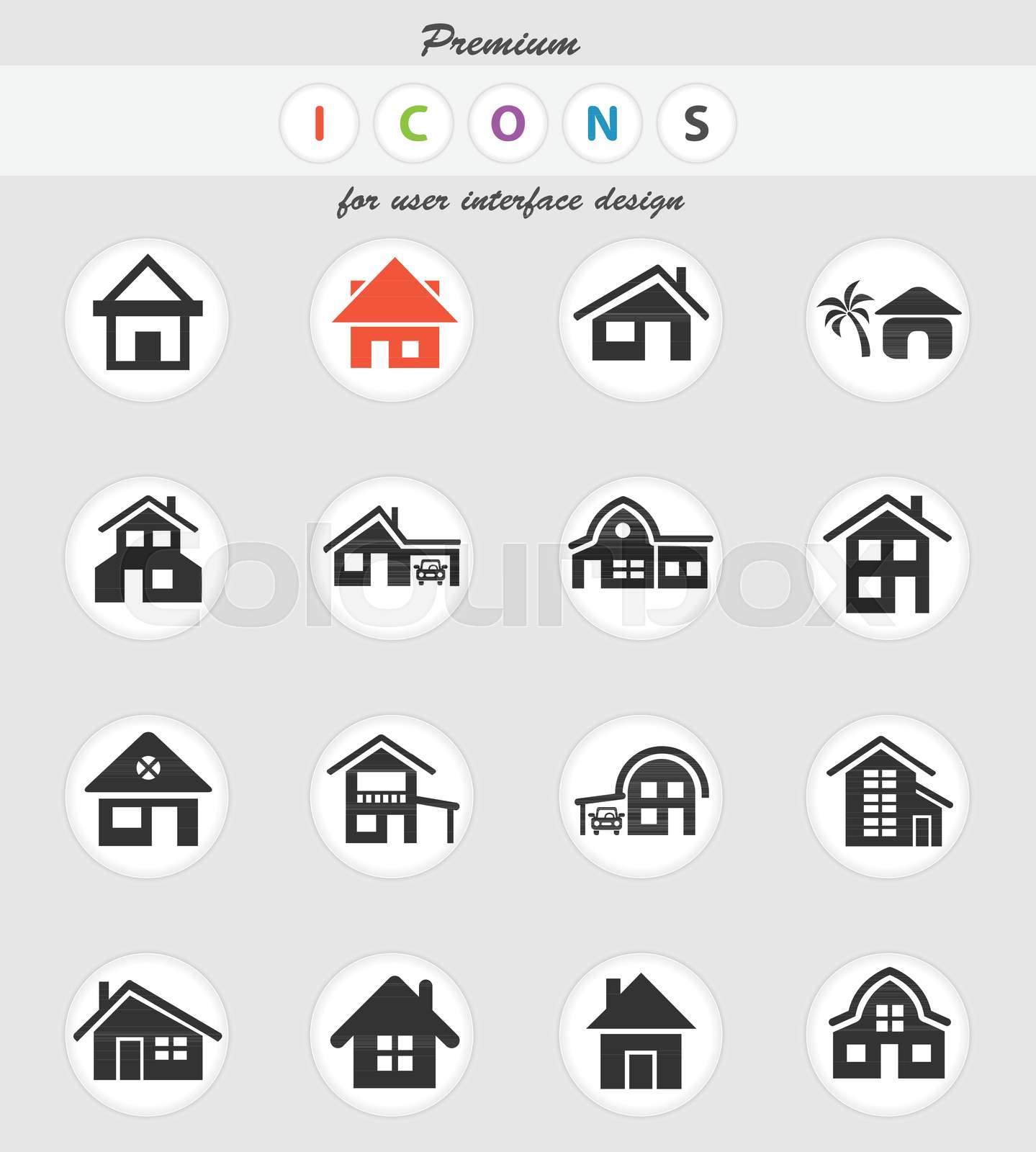 house type icon set | Stock vector | Colourbox