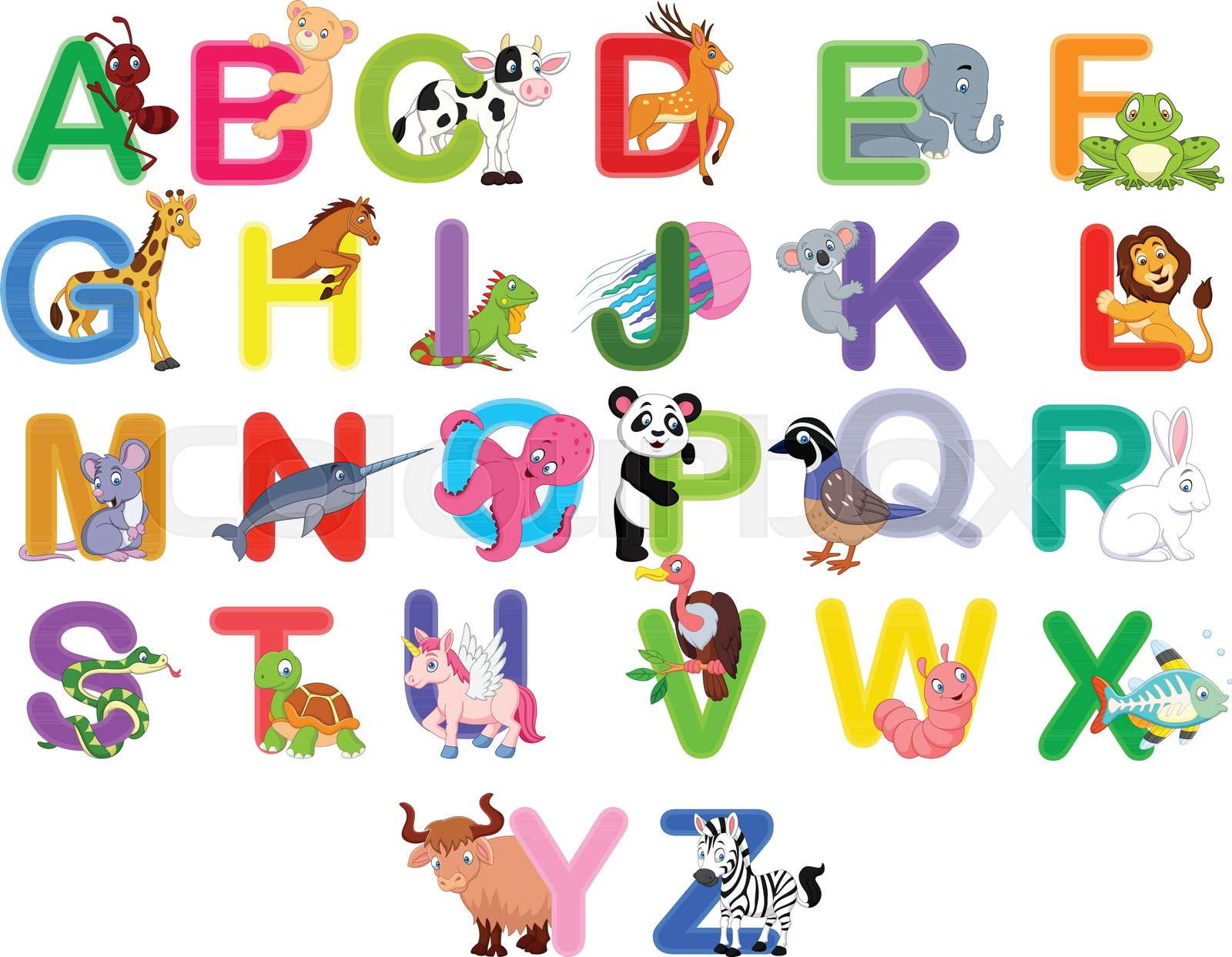 Animals alphabet set | Stock vector | Colourbox