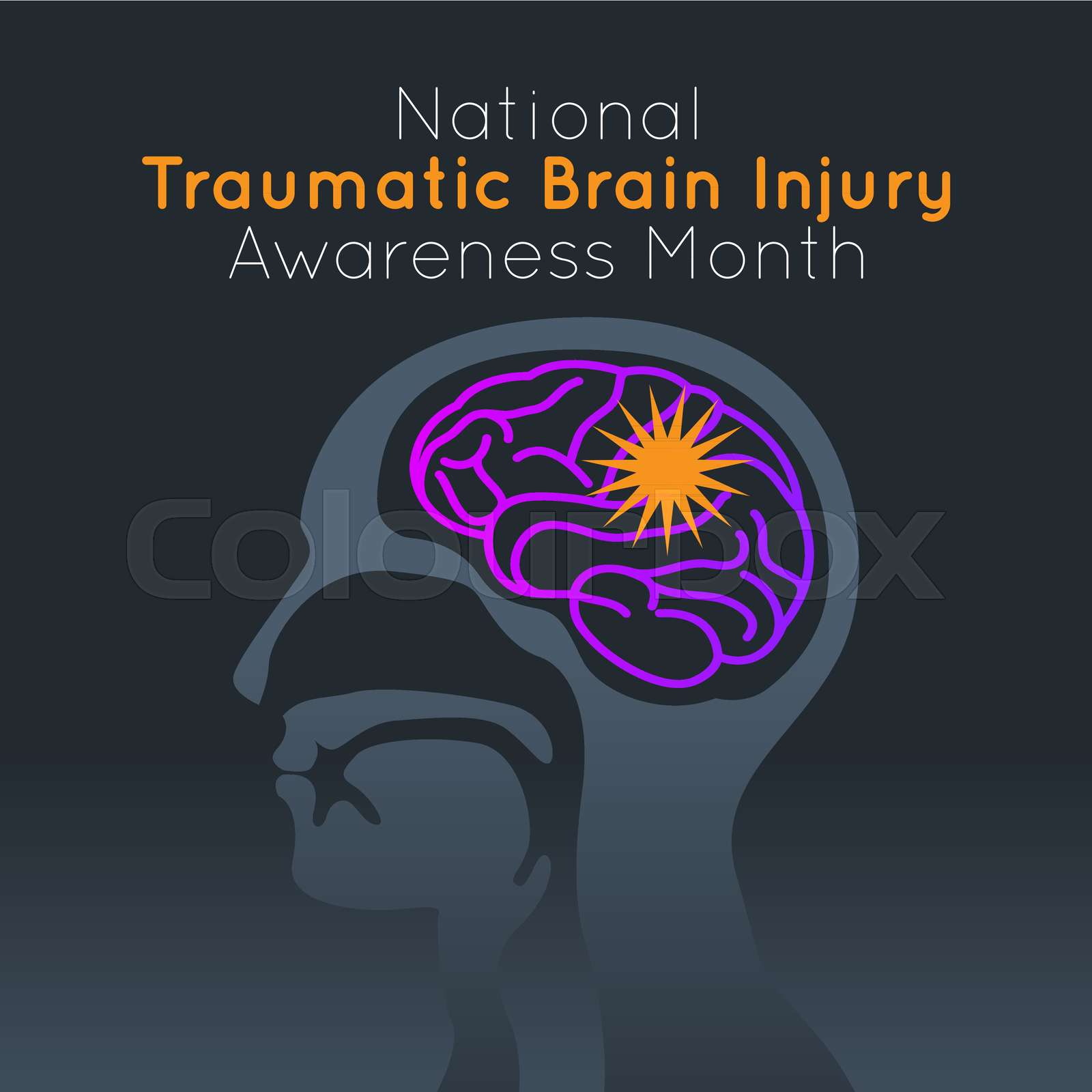 National Traumatic Brain Injury Awareness Month vector logo icon ...