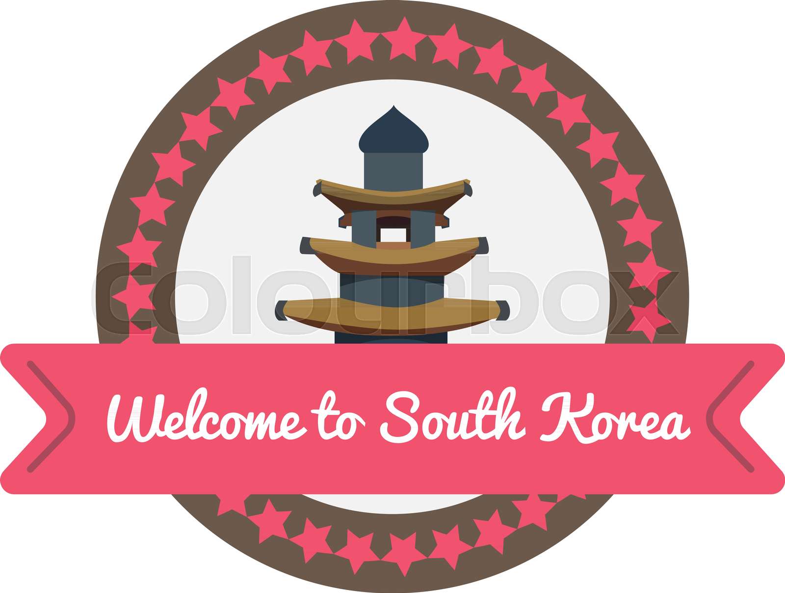 Korean welcome sticker in flat style. | Stock vector | Colourbox
