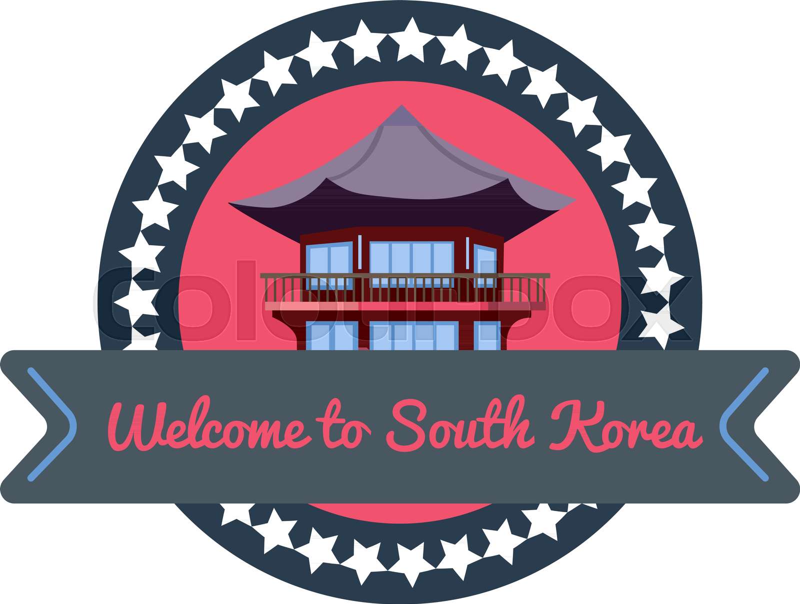 Korean welcome sticker in flat style. | Stock vector | Colourbox