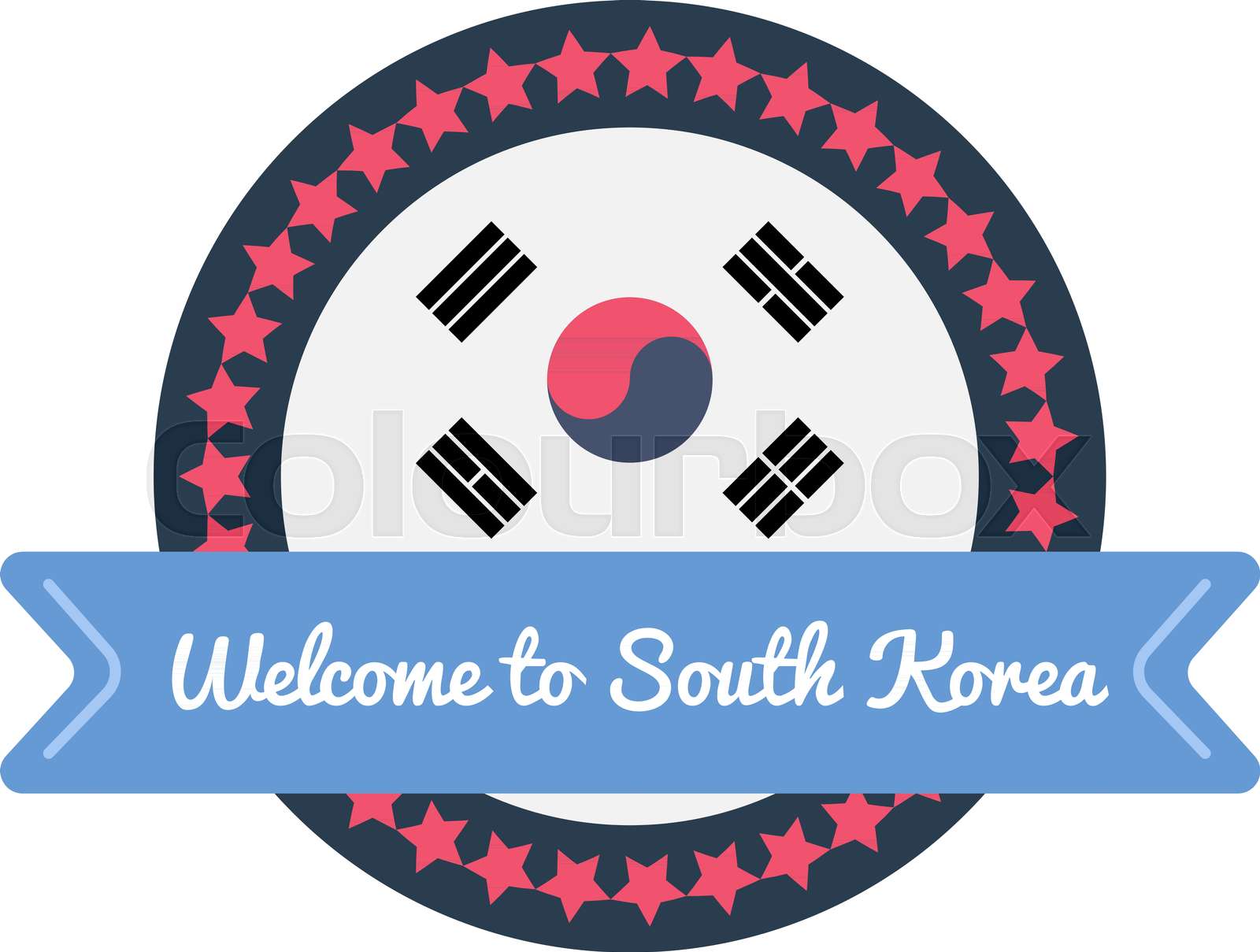 Korean welcome sticker in flat style. | Stock vector | Colourbox