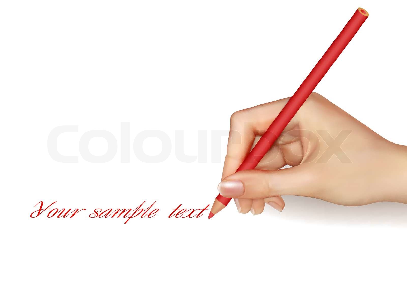 Hand with pen writing on paper. Vector illustration. | Stock vector ...