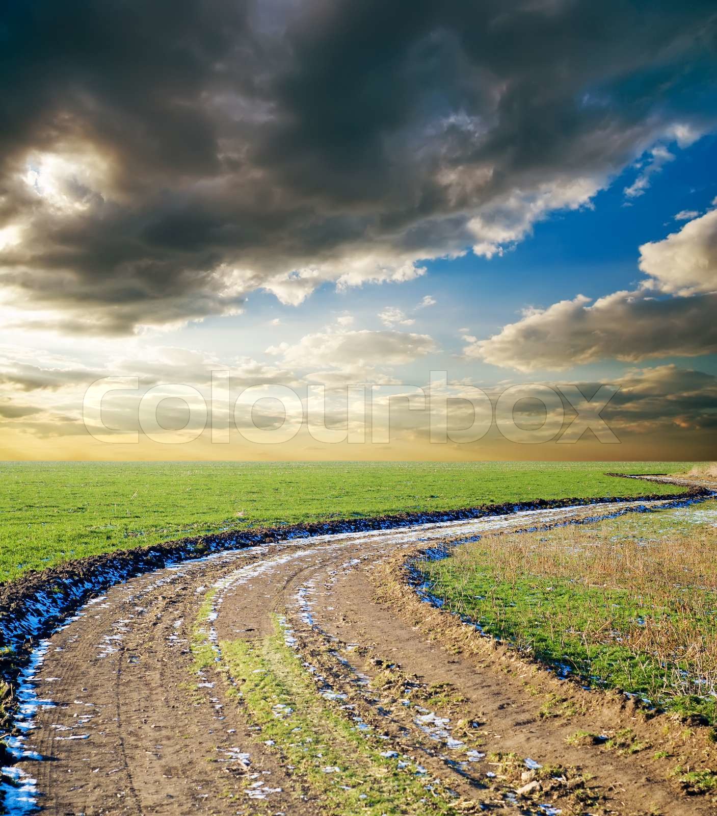 dirty way under dramatic sky | Stock image | Colourbox
