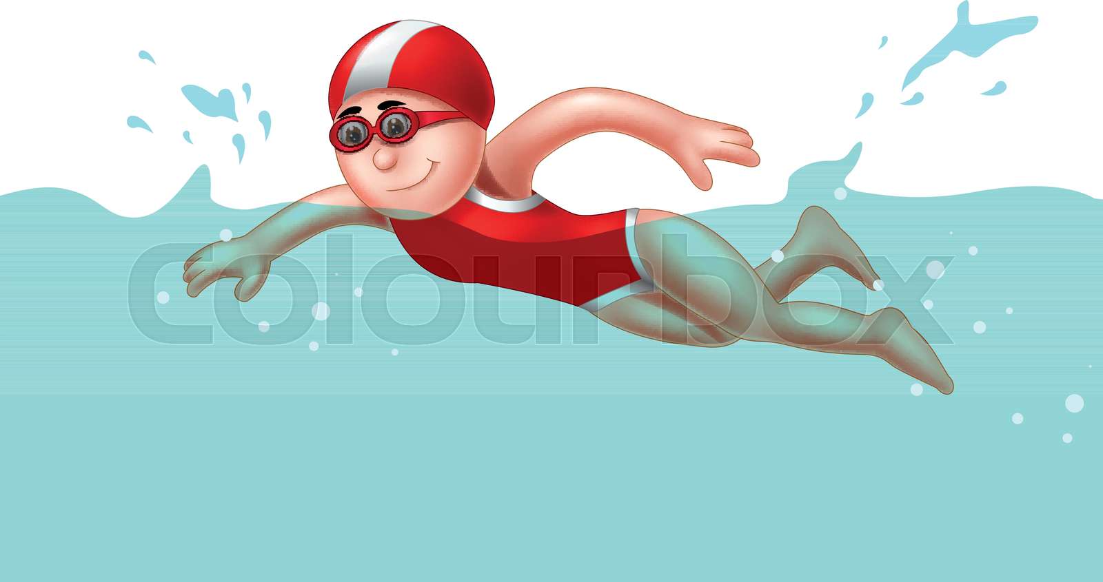 cute boy cartoon posing swimming with smile and waving | Stock vector ...