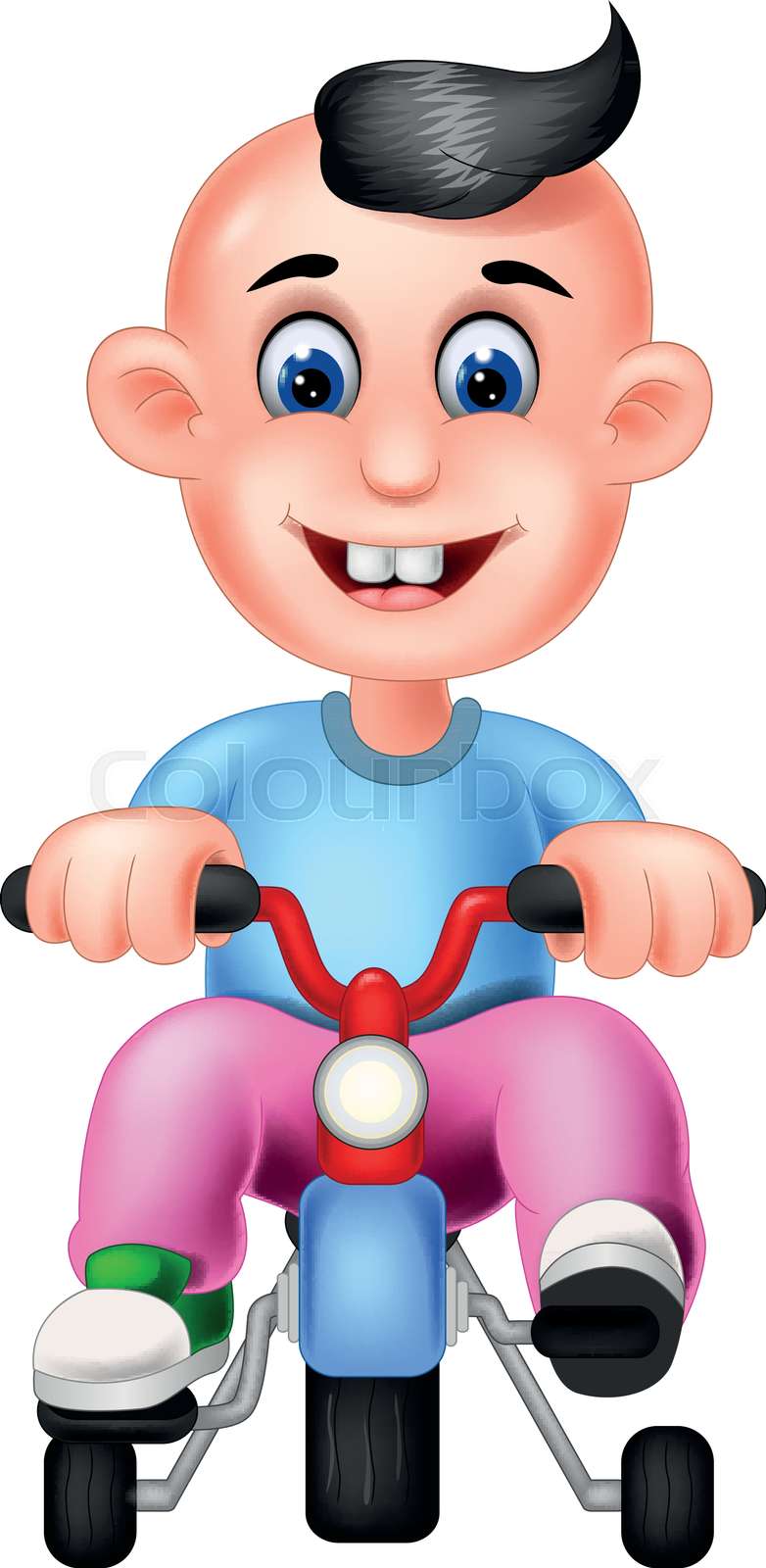 cute baby cartoon riding bike with laughing happiness | Stock vector ...