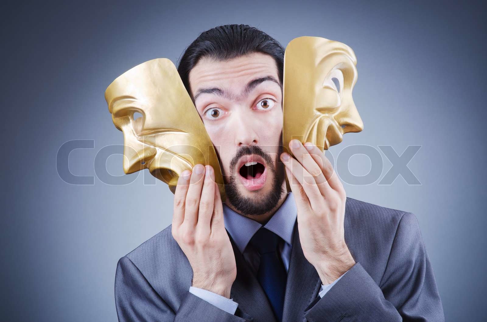 Businessman with mask concealing his identity | Stock image | Colourbox