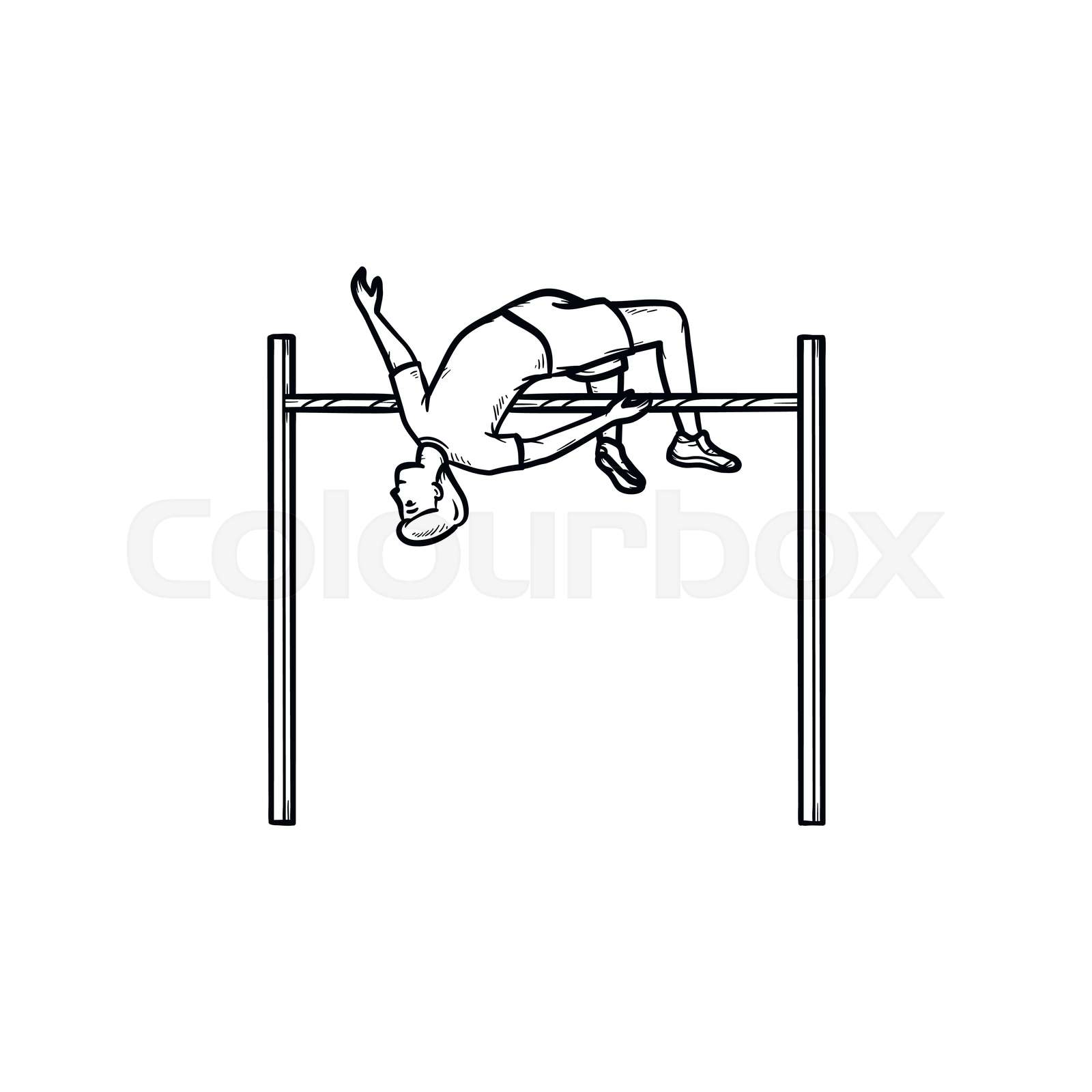 Athlete performing high jump hand drawn outline doodle icon. | Stock ...